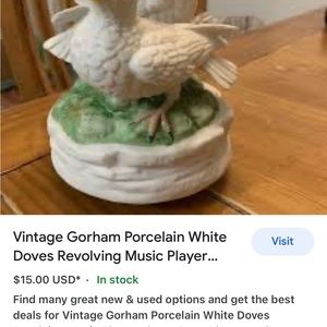 Accents | Vintage Gorham Porcelain Music Box With Two White Doves Plays ...